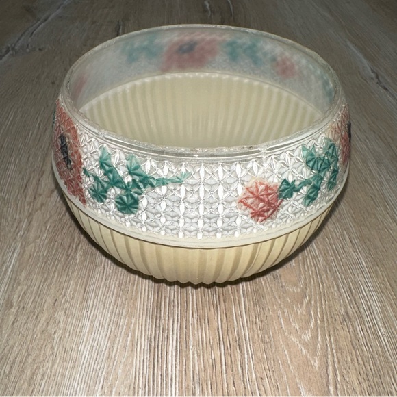 Other | Vintage Antique Round Glass Lamp Shade Frosted White Red Hand ...